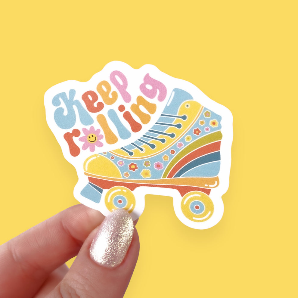 Keep Rolling Sticker | Retro Rollerskate – Sunshine Lane