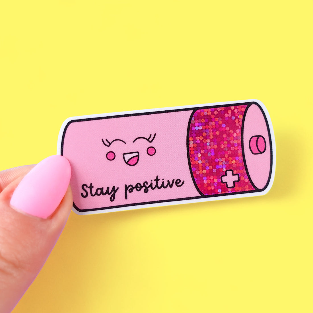 Stay Positive Glitter Sticker – Sunshine Lane